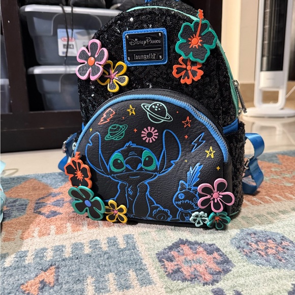 Loungefly | Bags | Loungefly Stitch Backpack Black And Blue | Poshmark